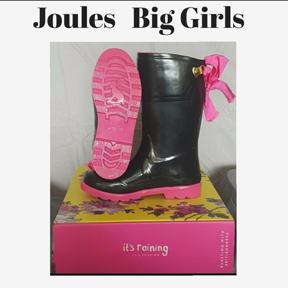 Joules | Shoes | Joules Kids Big Girls Welly Black Glossy Tall ...